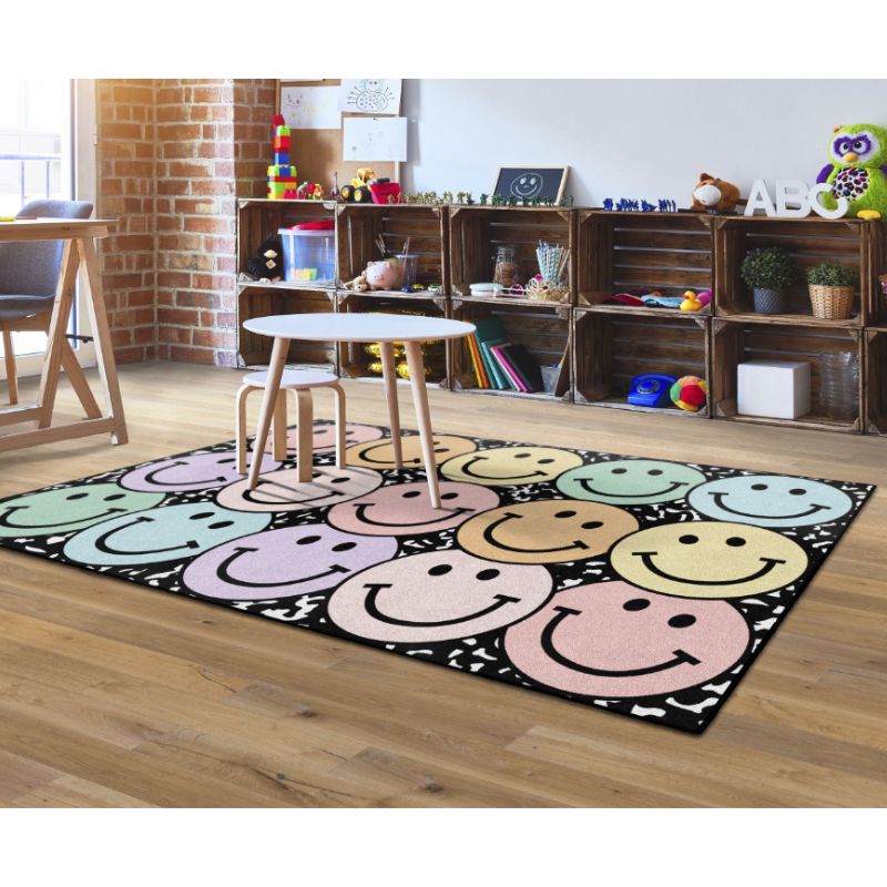 Pastel Rainbow Big Smiley Faces Notebook Rug