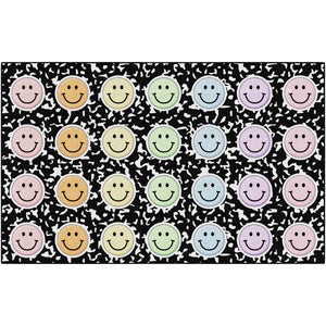 Pastel Rainbow Smiley Face Classroom Seating Rug