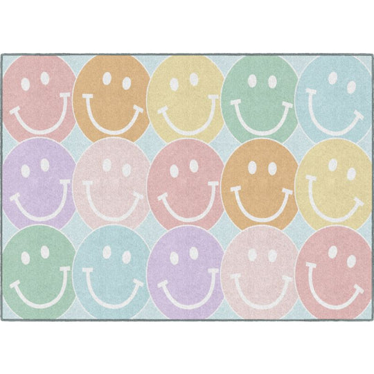 Big Pastel Rainbow Smiley Face Rug