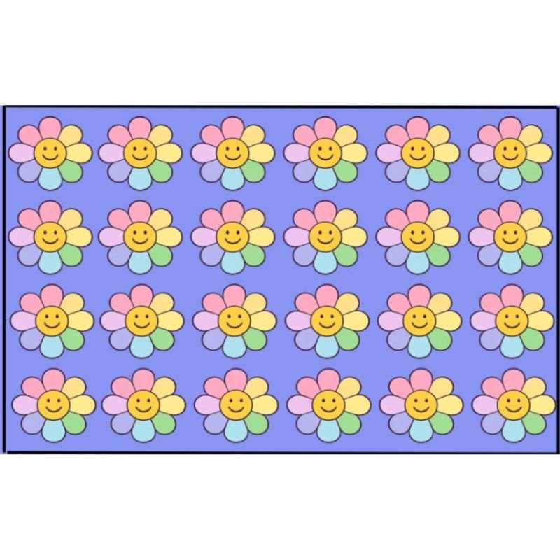 Pastel Flowers Happy Face Classroom Rug