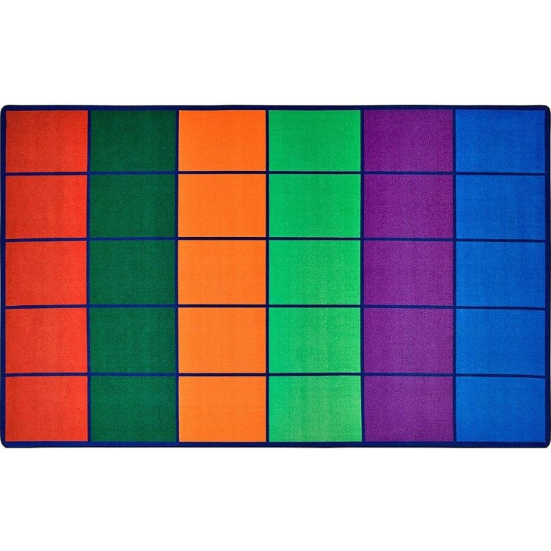 Colorful Rows Classroom Seating Grid Rug